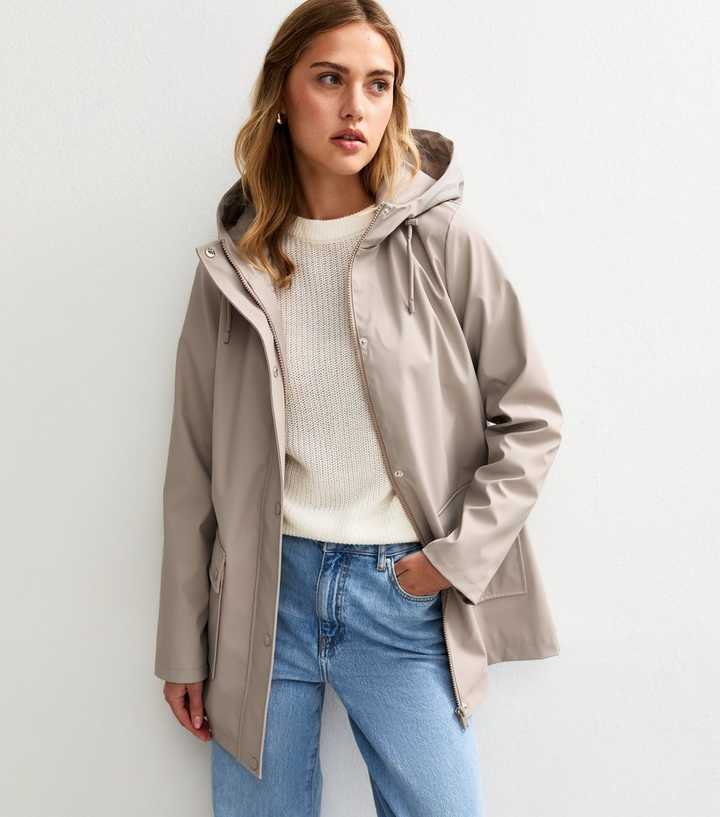Mink Water Resistant Drawstring Hood Rain Anorak | New Look