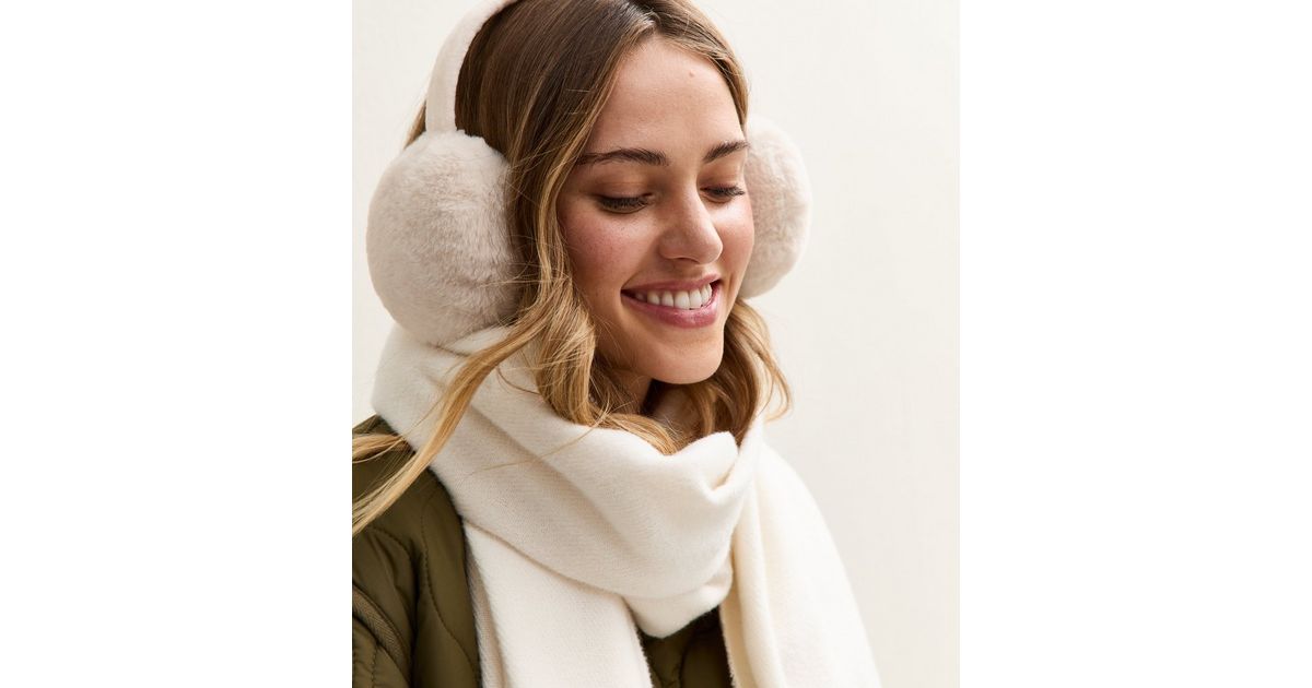 Cream Faux Fur Ear Muffs | New Look