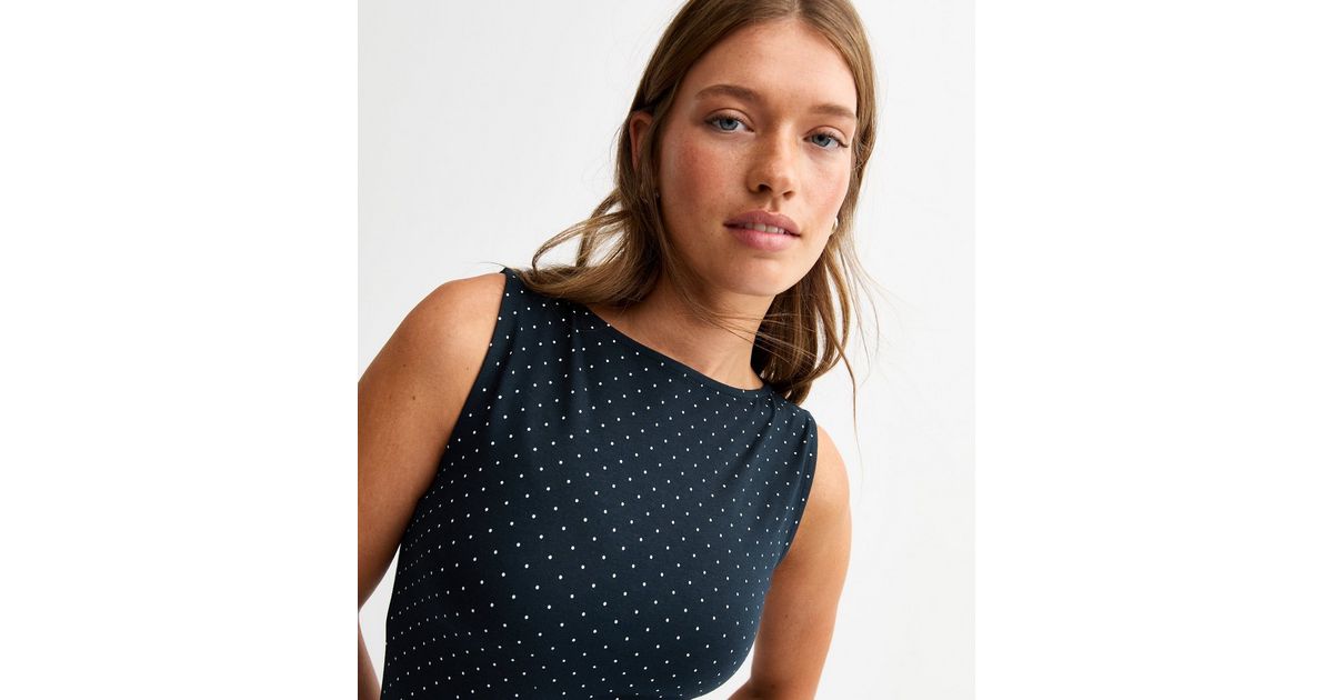 Blue Patterned Slash Neck Vest | New Look