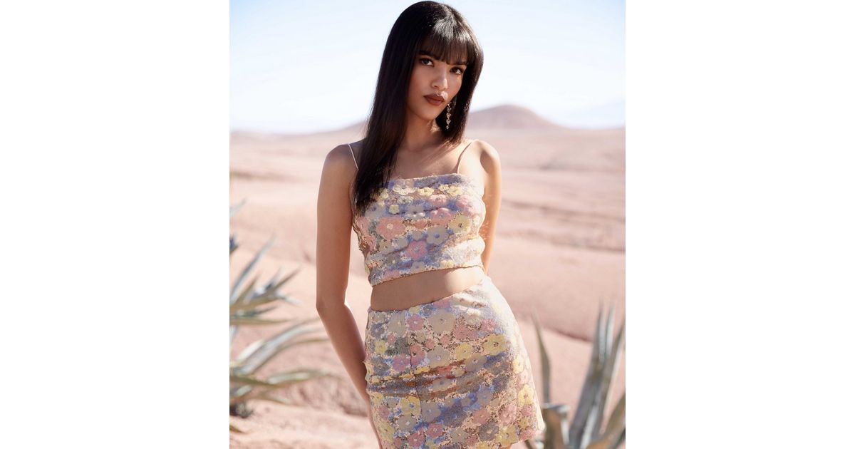 Pink Vanilla Daisy Sequin Mini Skirt | New Look