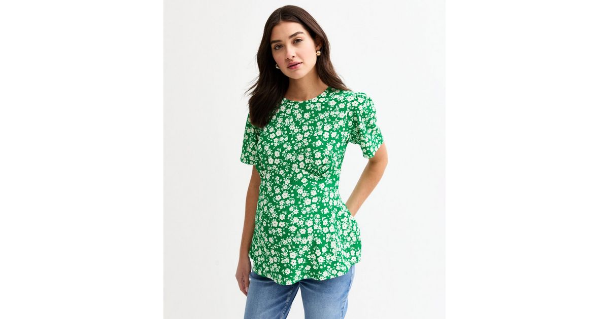 Maternity Green Floral Print Top | New Look