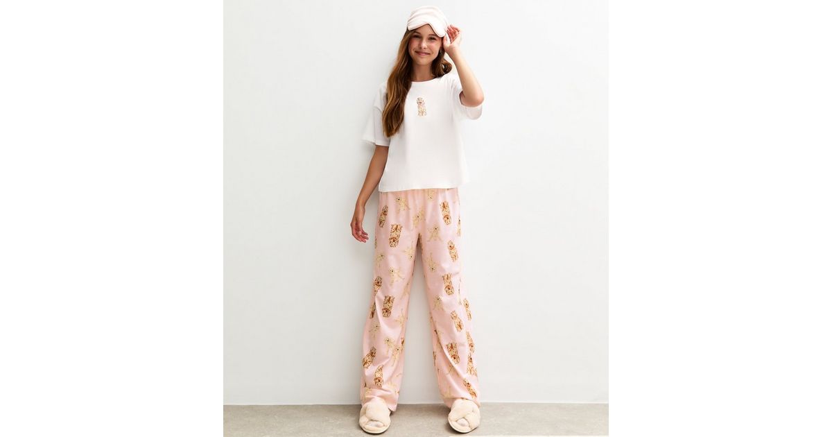 Girls White Cockapoo Print Wide Leg Pyjama Set | New Look