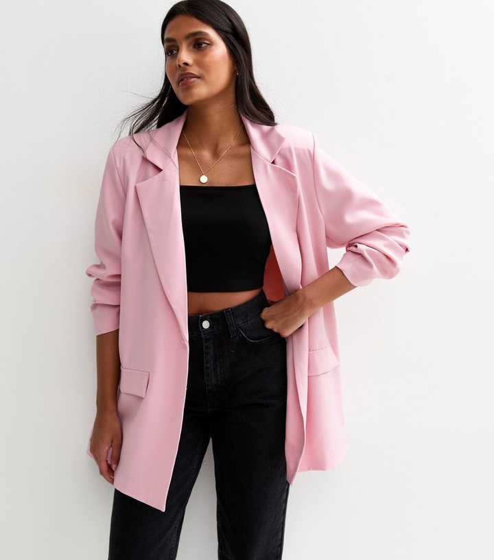 Gini London Pink Single Button Blazer | New Look