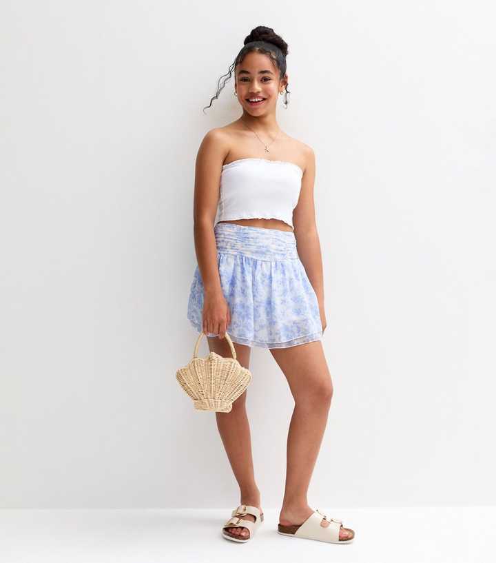 Girls White Chiffon Floral Print Rara Skort | New Look