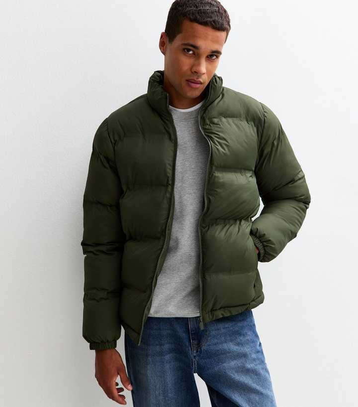 Dark Green Regular Heatseal Puffer Jacket | New Look