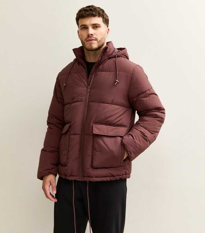 Dark Brown Hooded Puffer Jacket | New Look