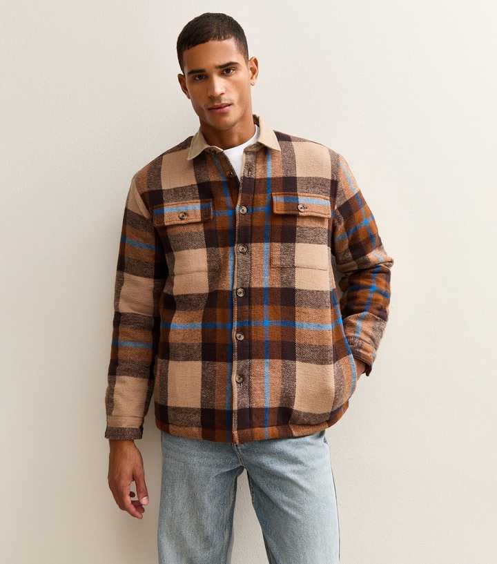 Blue Regular Fit Corduroy Collar Check Jacket | New Look