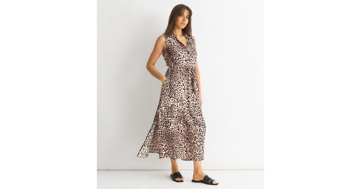 Gini London Brown Leopard Print Midi Shirt Dress | New Look