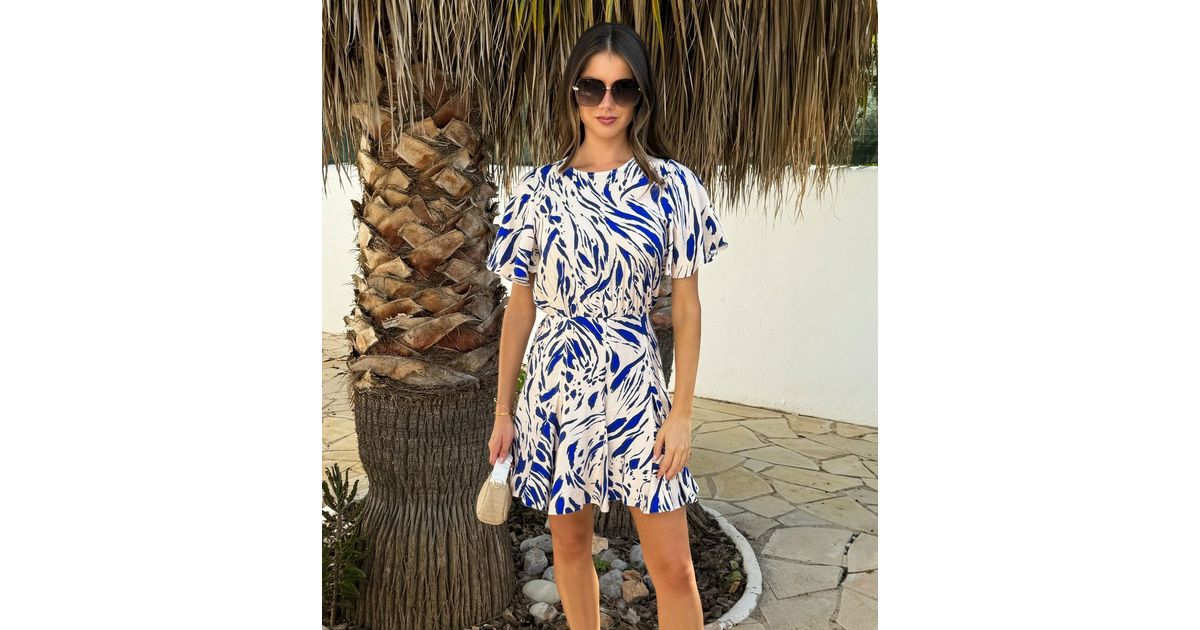 AX Paris Blue Abstract Print Mini Dress | New Look