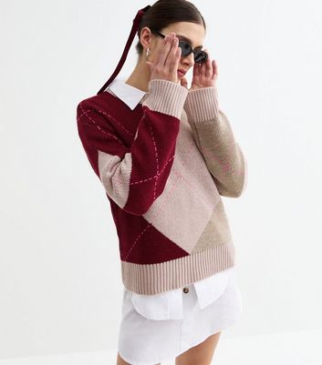 Tokyo Doll Cream Argyle Jumper | New Look
