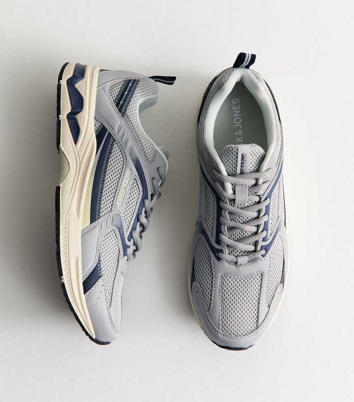 Jack & jones Grey Panelled Mesh Trainers | New Look