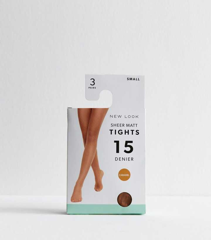 3 Pack Tan Sheer Matt 15 Denier Tights | New Look