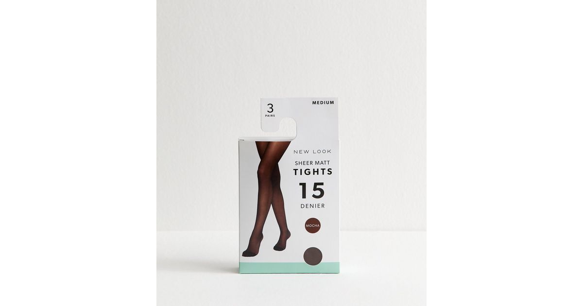 Brown Pack of 3 Sheer Matt 15 Denier Tights | New Look