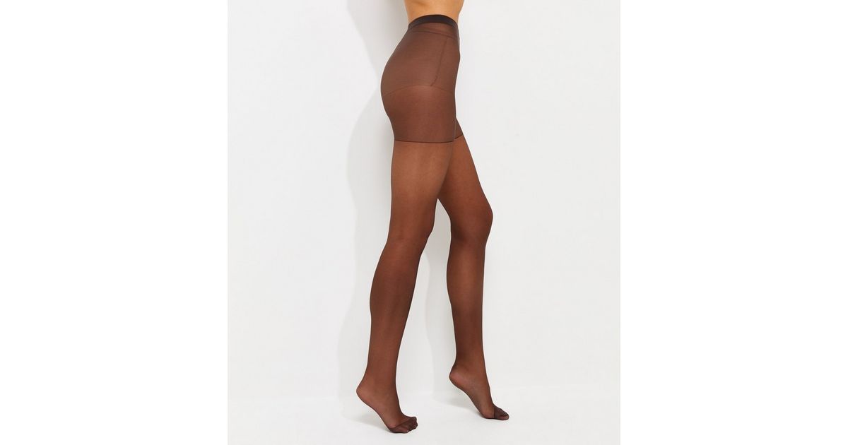 Dark Brown Pack of 3 Sheer Matt 15 Denier Tights | New Look