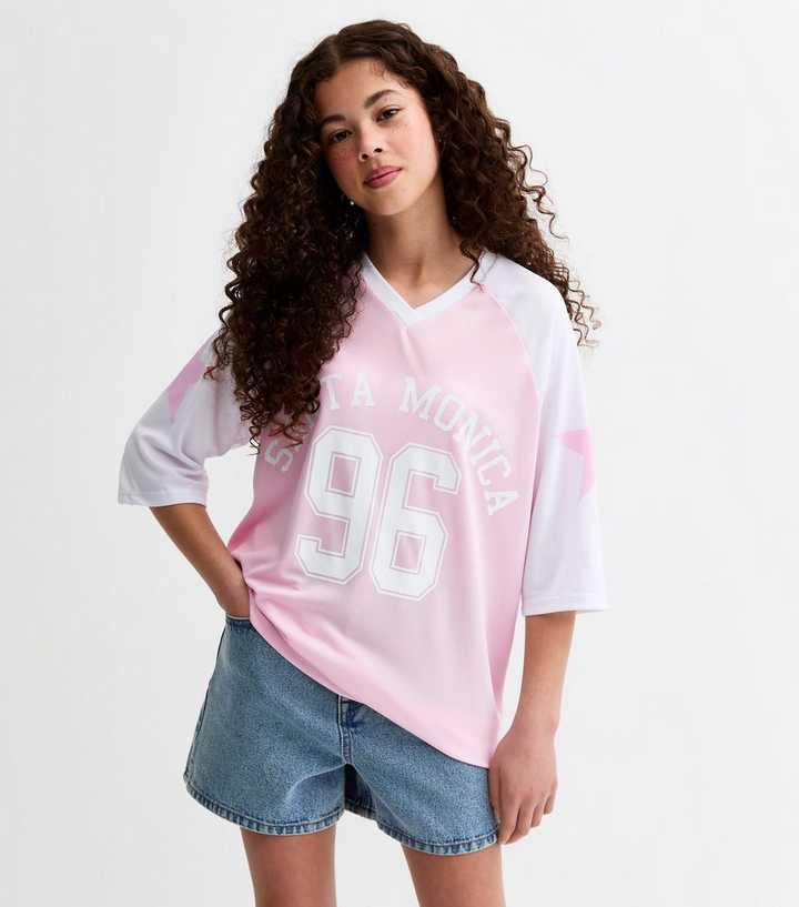Girls Pink Santa Monica Longline Football Top | New Look