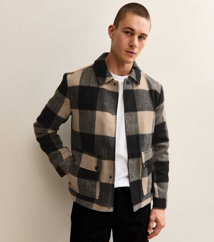 Only & Sons Cream Checked Brushed Jacket | New Look