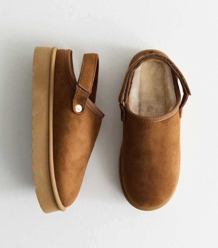 Tan Strap Chunky Mule Slippers | New Look