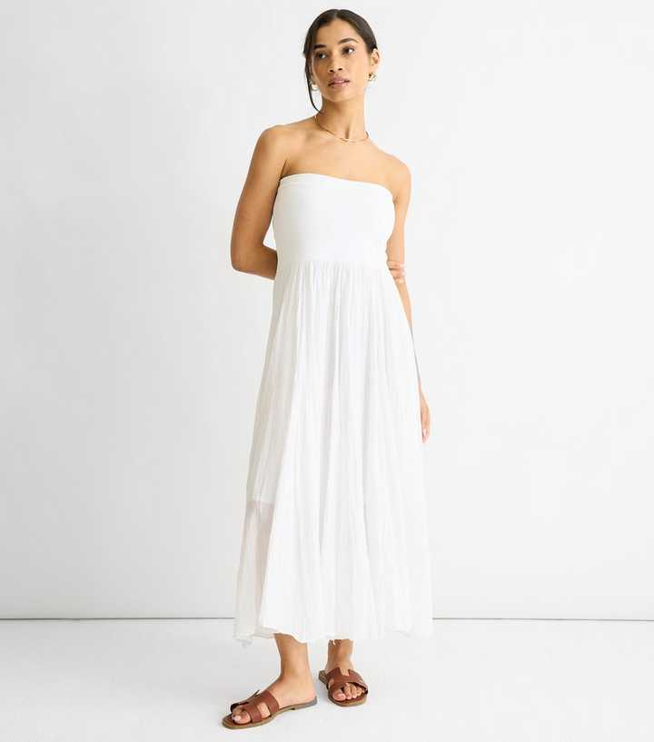 Gini London White Maxi Skater Multiway Skirt Dress | New Look