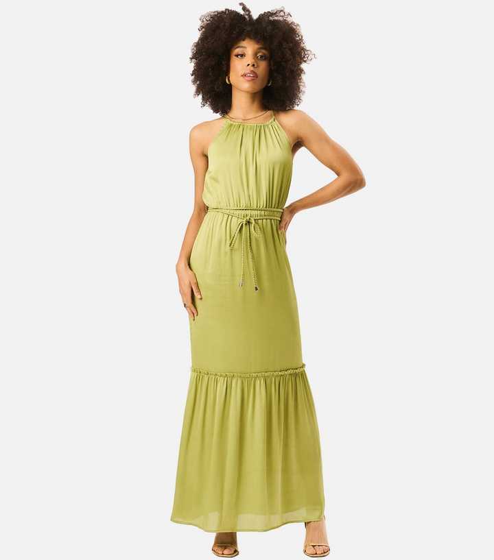 Gini London Green Halterneck Maxi Dress | New Look