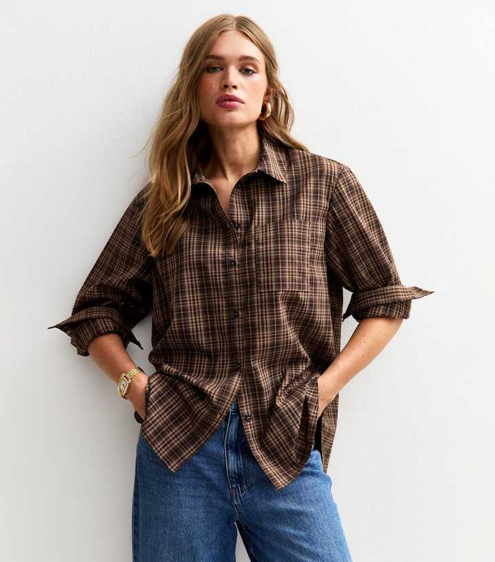Brown Checked Long Sleeve Shirt | New Look