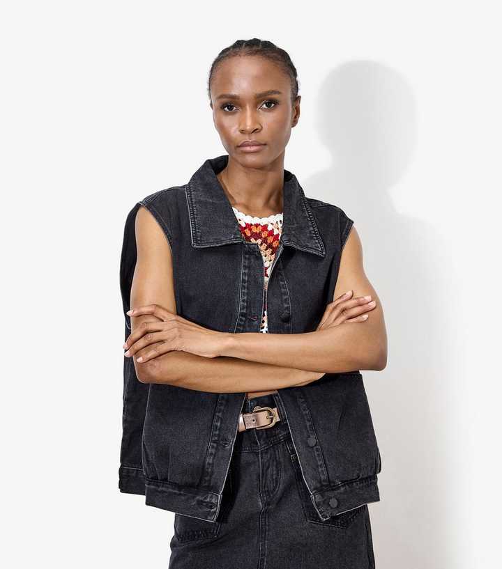 Apricot Black Denim Gilet | New Look