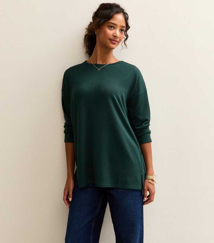 Dark Green Soft Touch Long Sleeve Top | New Look