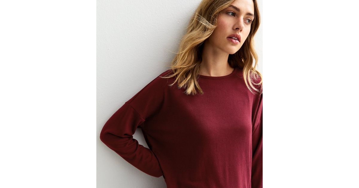 Dark Red Soft Touch Long Sleeve Top | New Look