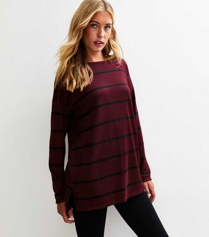 Tall Red Soft Touch Striped Long Sleeve Top | New Look