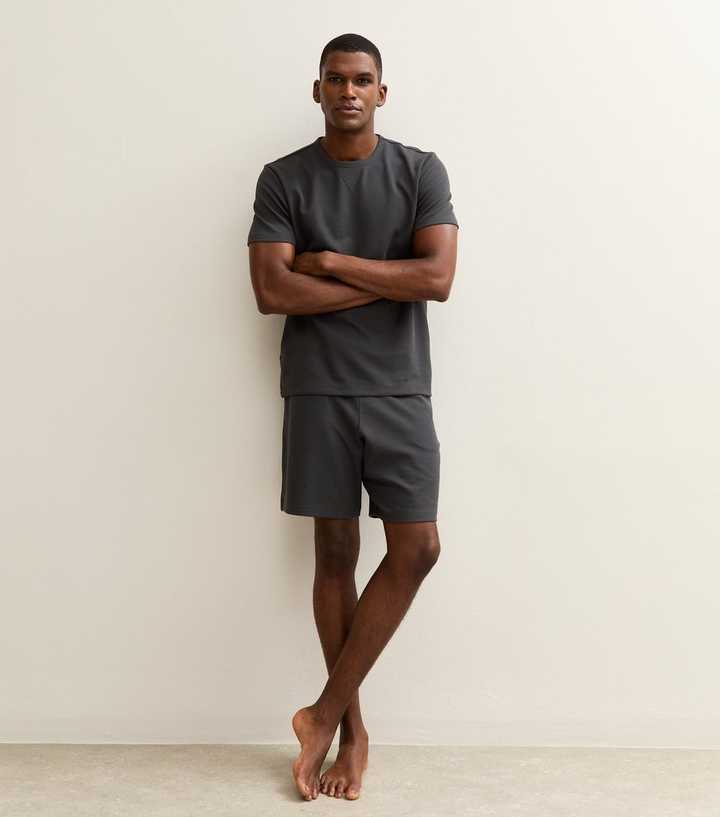 Dark Grey Regular Waffle Texture Pyjama Shorts | New Look