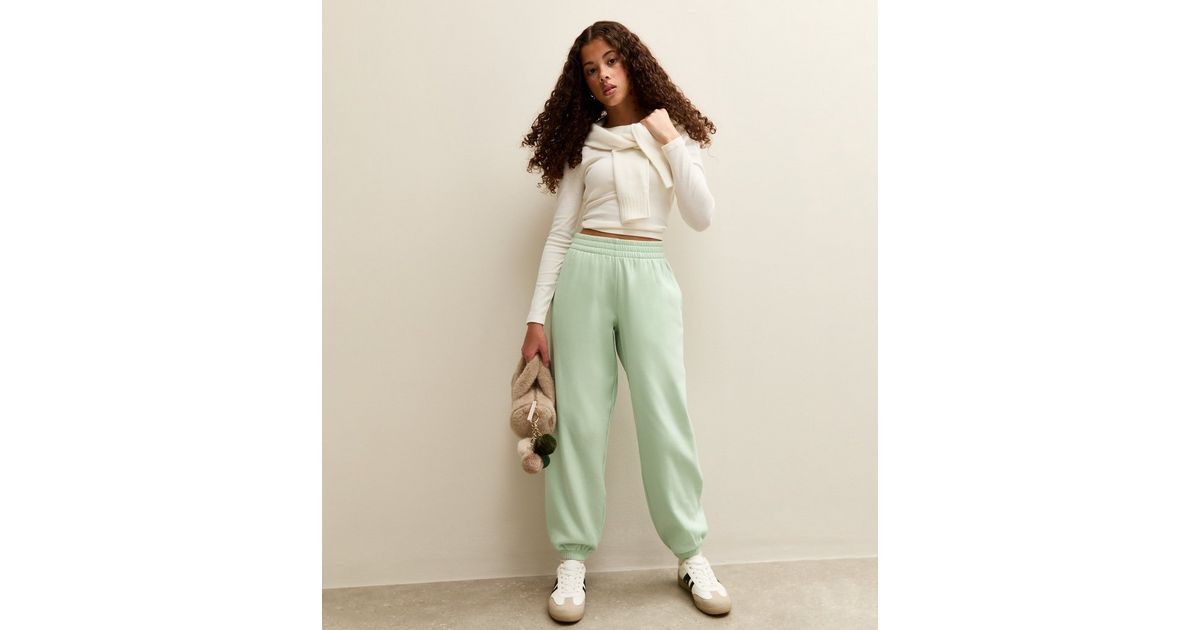 Girls Mint Green Oversized Cuff Joggers | New Look