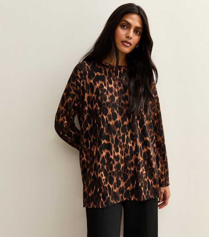 Brown Leopard Print Soft Touch Top | New Look