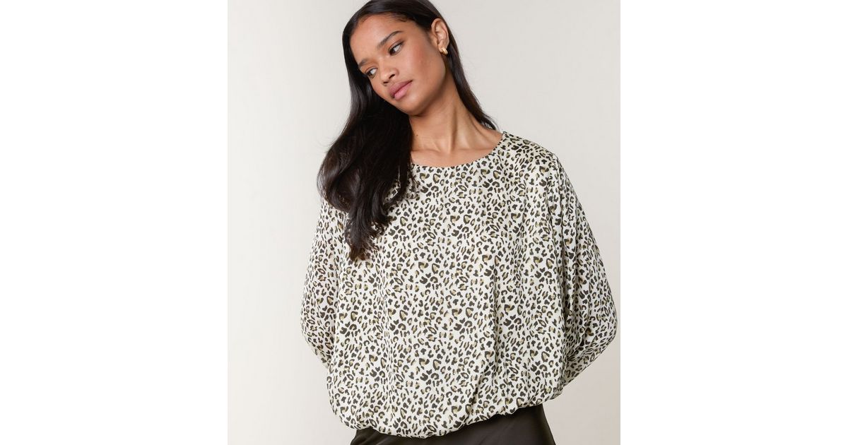 Blue Vanilla Dark Khaki Leopard Print Crew Neck Top | New Look