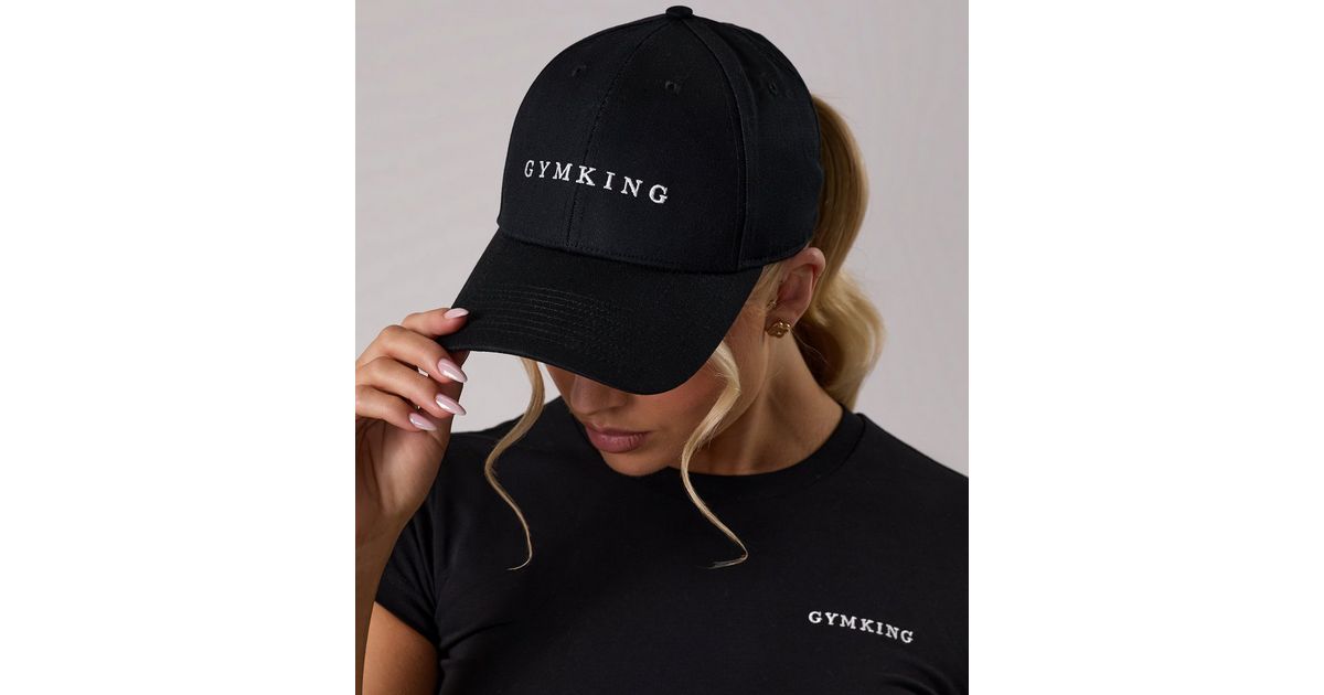 Gym King Black Logo Embroidered Cap | New Look