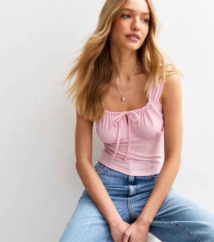Pink Tie Neck Cami Top | New Look