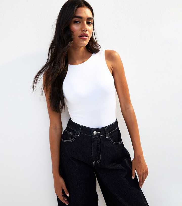 White Slinky Jersey Low Back Bodysuit | New Look