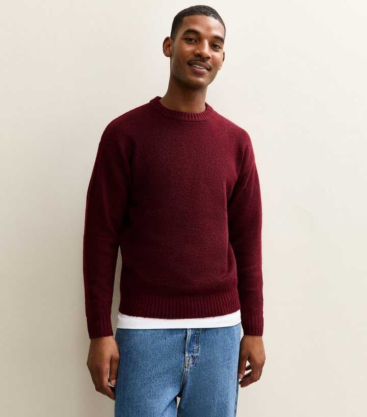 Jack & Jones Dark Red Regular Crew Neck Jumper | New Look