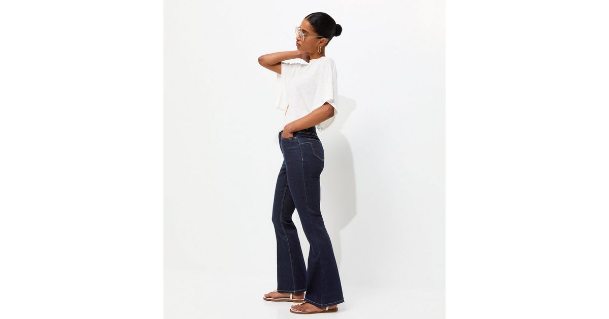 Rinse Crease Front Flared Leg Jeans | New Look