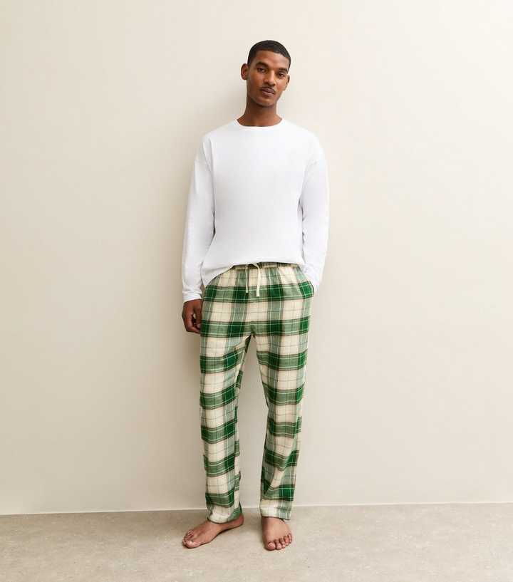 Green Relaxed Check Pyjama Bottoms | New Look