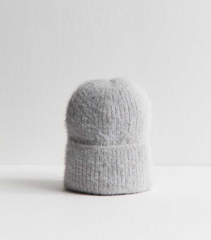 Grey Fluffy Knit Beanie | New Look