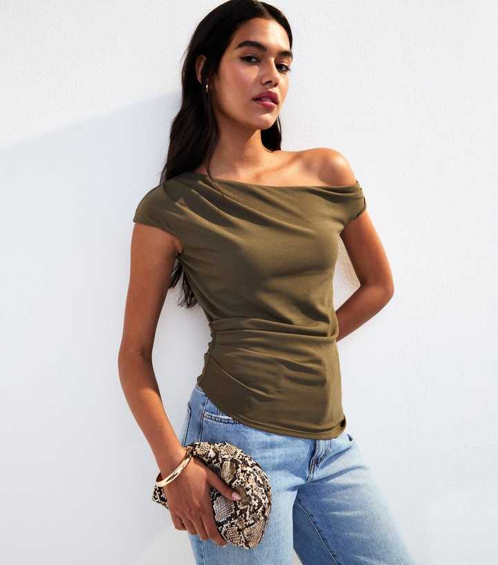 Light Green Off Shoulder Scuba Top | New Look