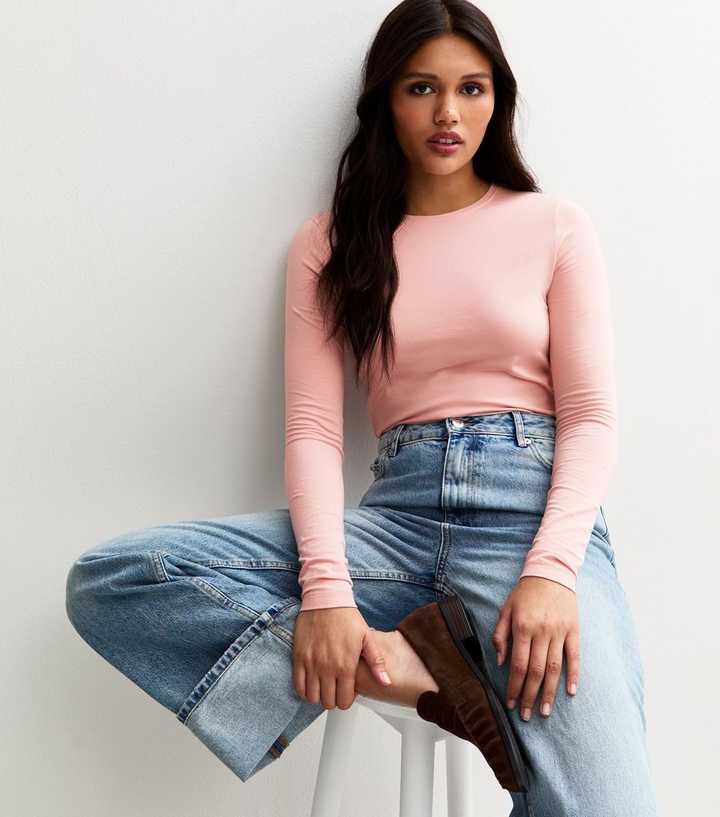 Pink Long Sleeve Crew Neck Top | New Look