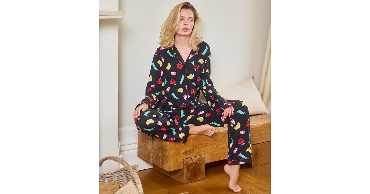 Loungeable Black New York Print Pyjama Set | New Look