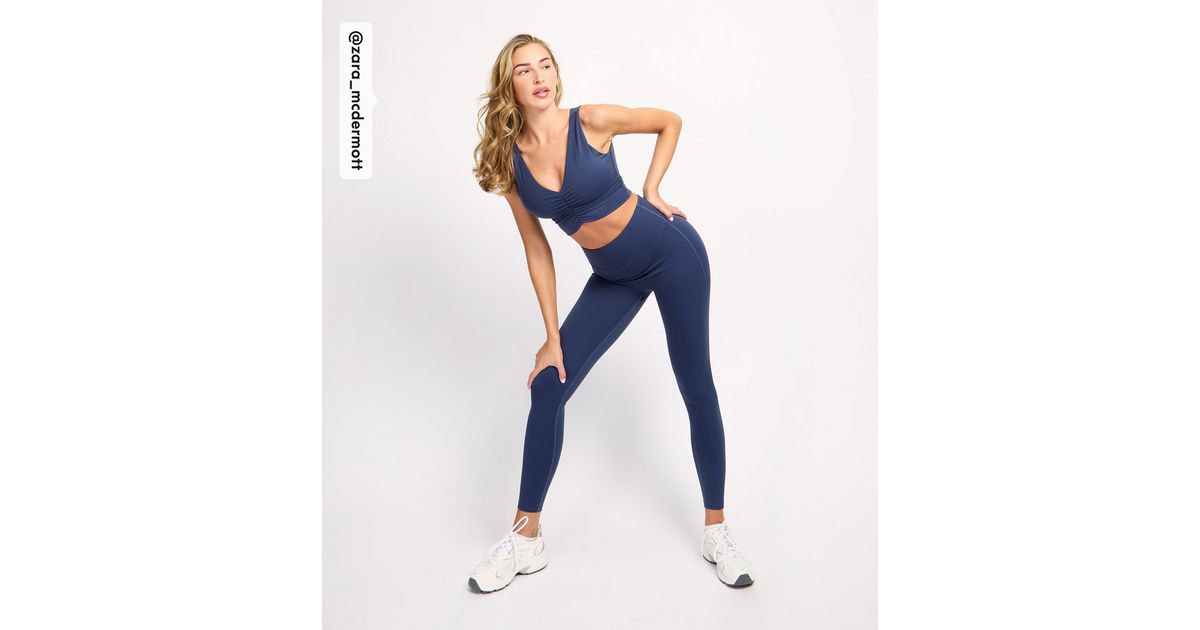 Rise by Zara McDermott Navy Ruched Bum Legging | New Look