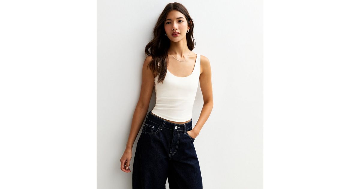 Cream Scoop Neck Cropped Vest Top | New Look