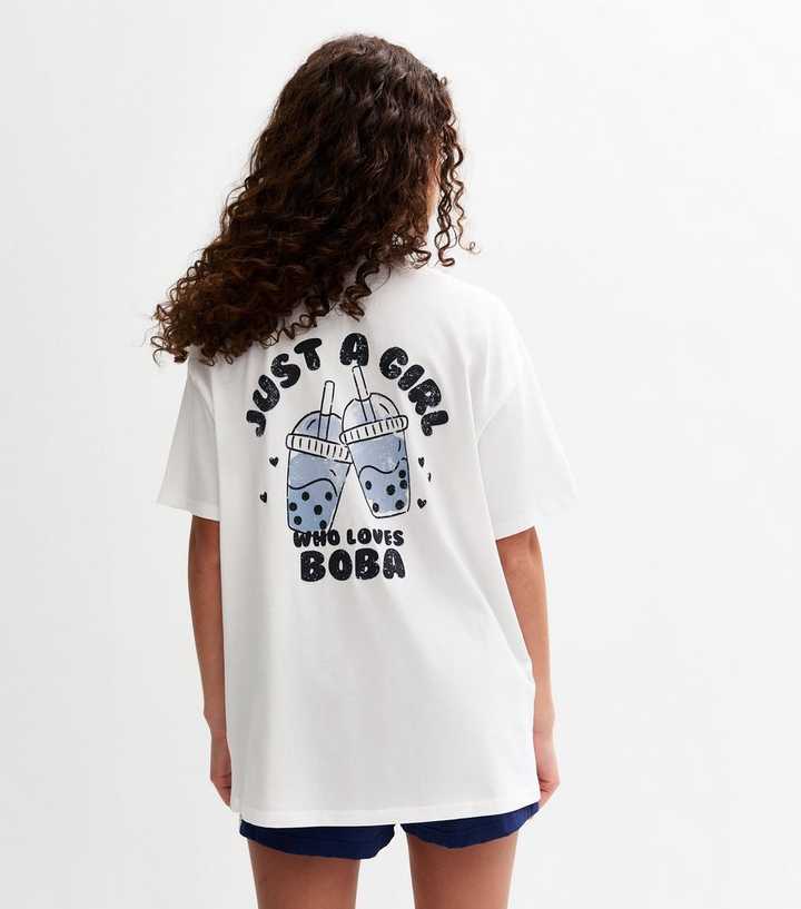 Girls White Boba Print T-Shirt | New Look