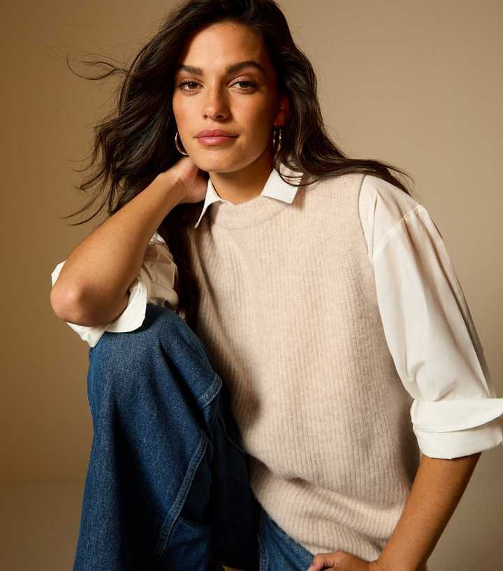Oatmeal Ribbed Crew Neck Vest | New Look