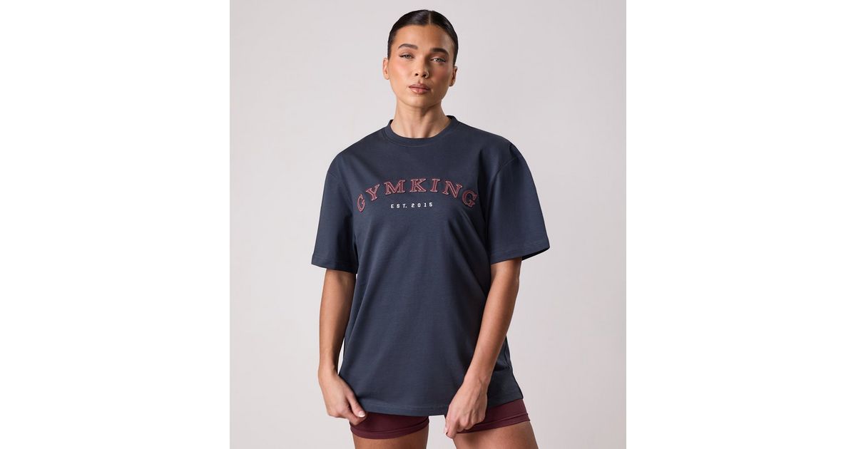 Gym King Compose Blue Logo Appliqued Tee | New Look