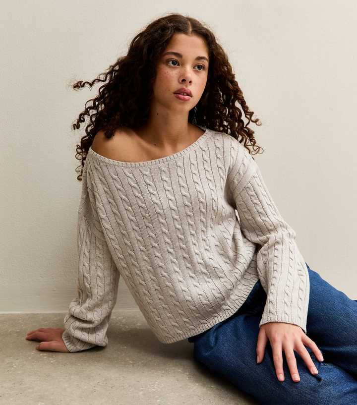 Girls Mid Grey Cable Knit Jumper | New Look