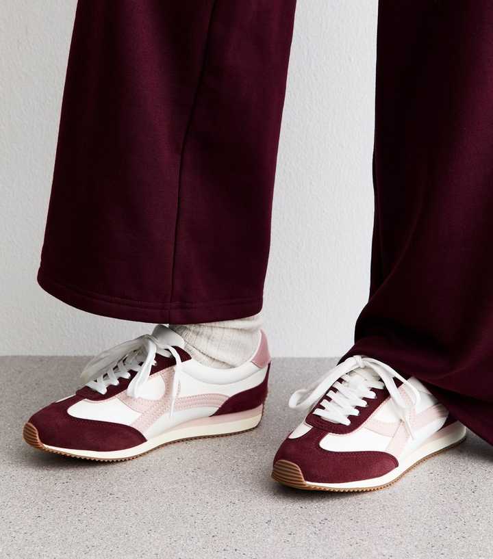 Light Pink Faux Leather Panelled Trainers | New Look