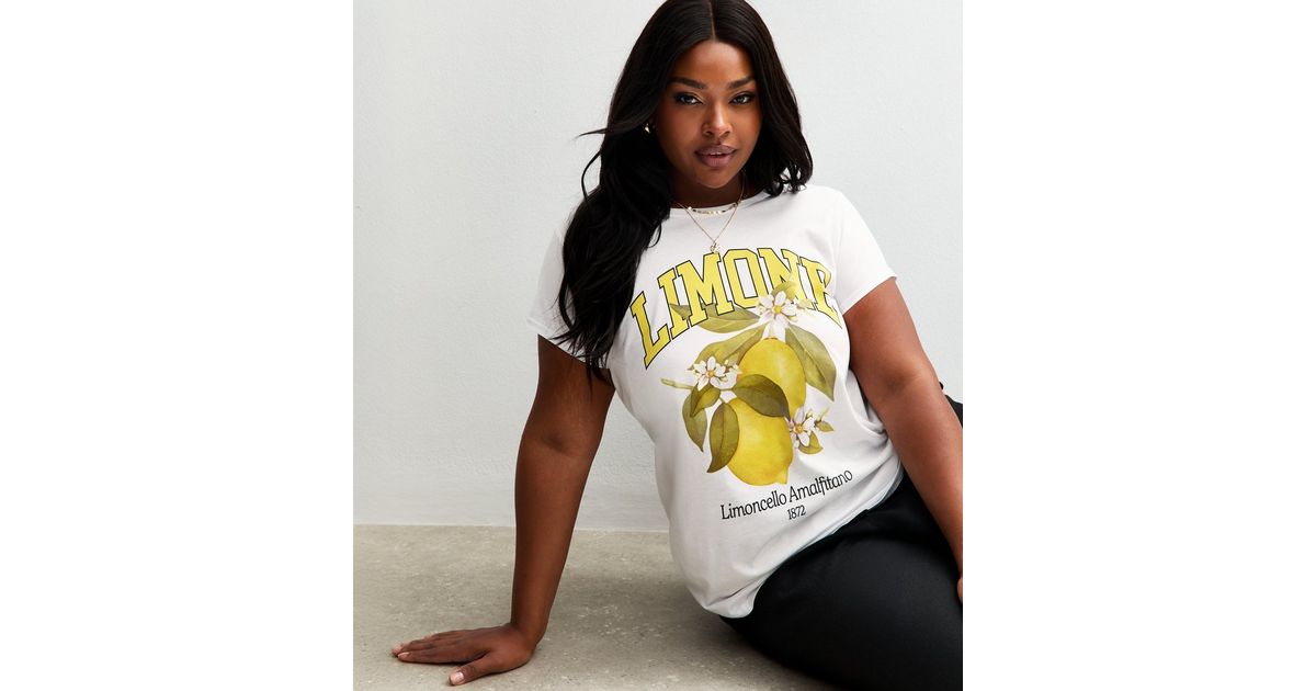 Curves White Lemon Print T-Shirt | New Look